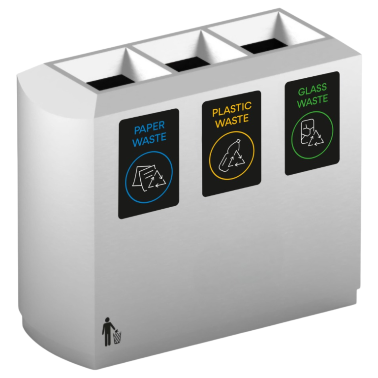 Ecoline Recycling Stainless Steel Rectangular 3 Chute Waste Bin ...